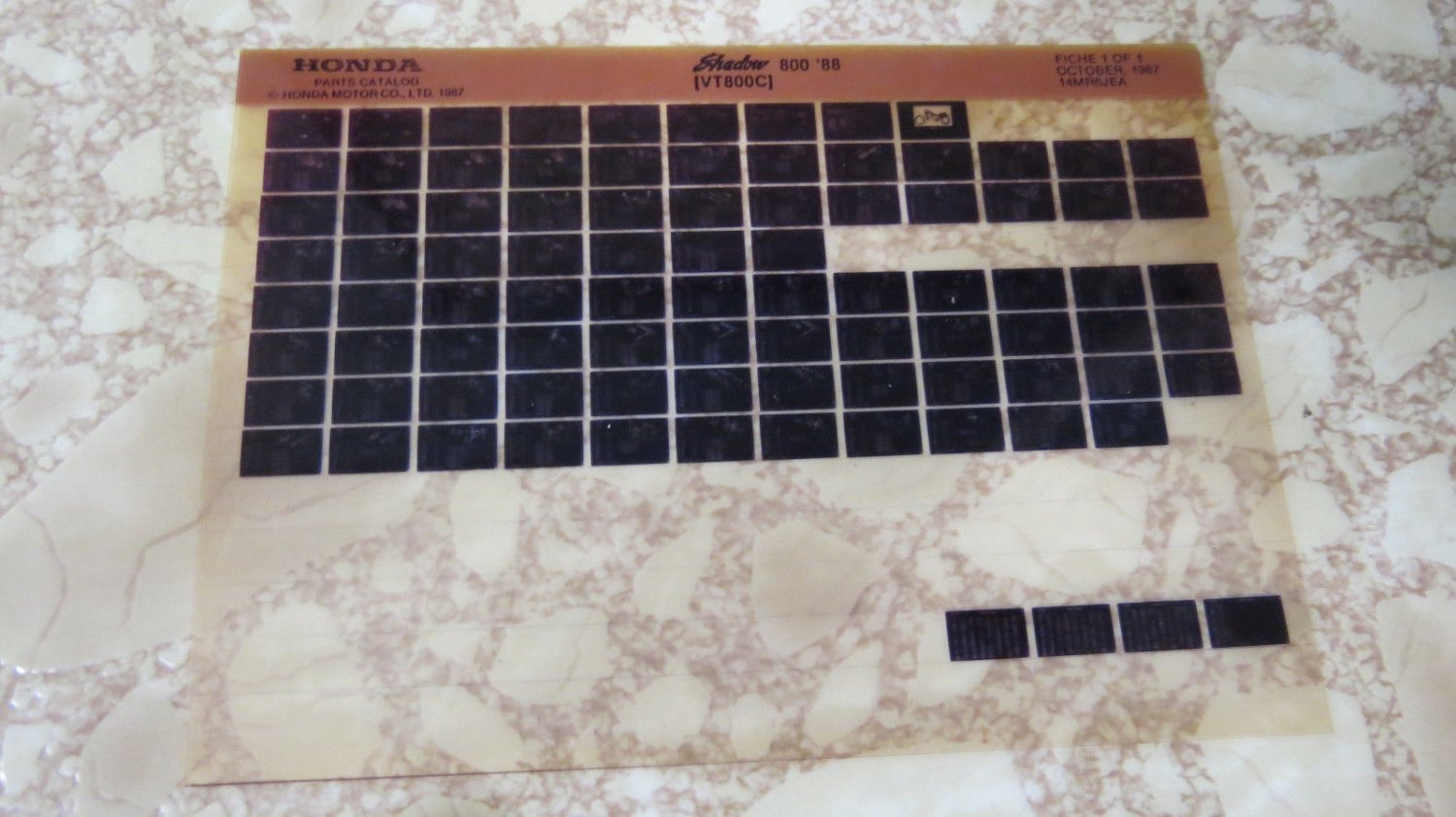 HONDA MICROFICHE FICHE CARD MANUAL 1988 VT800C SHADOW B-22