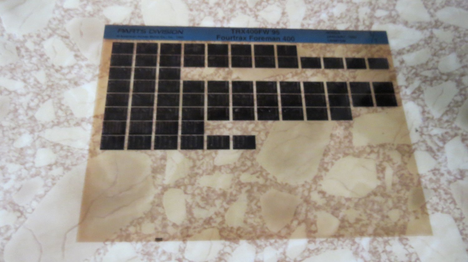 HONDA MICROFICHE FICHE CARD MANUAL 1995 TRX400FW FOURTRAX FOREMAN 400 B-22