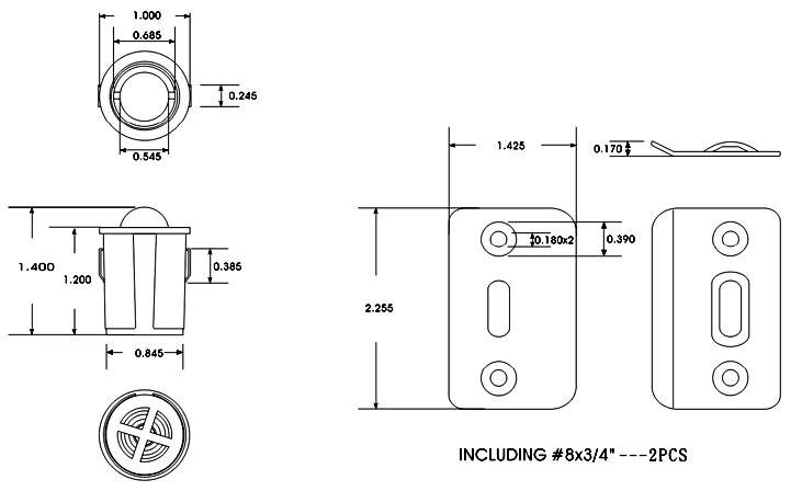 Brass Ball Catch and Strike Plate