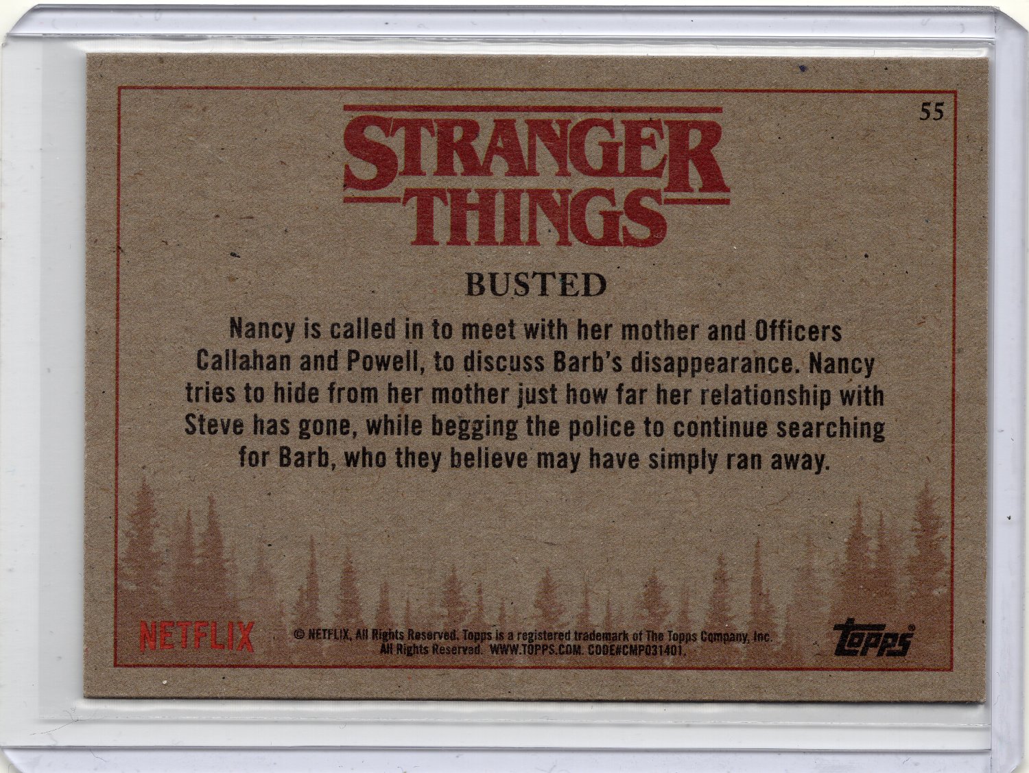 "Busted" 2018 Topps Stranger Things card #55