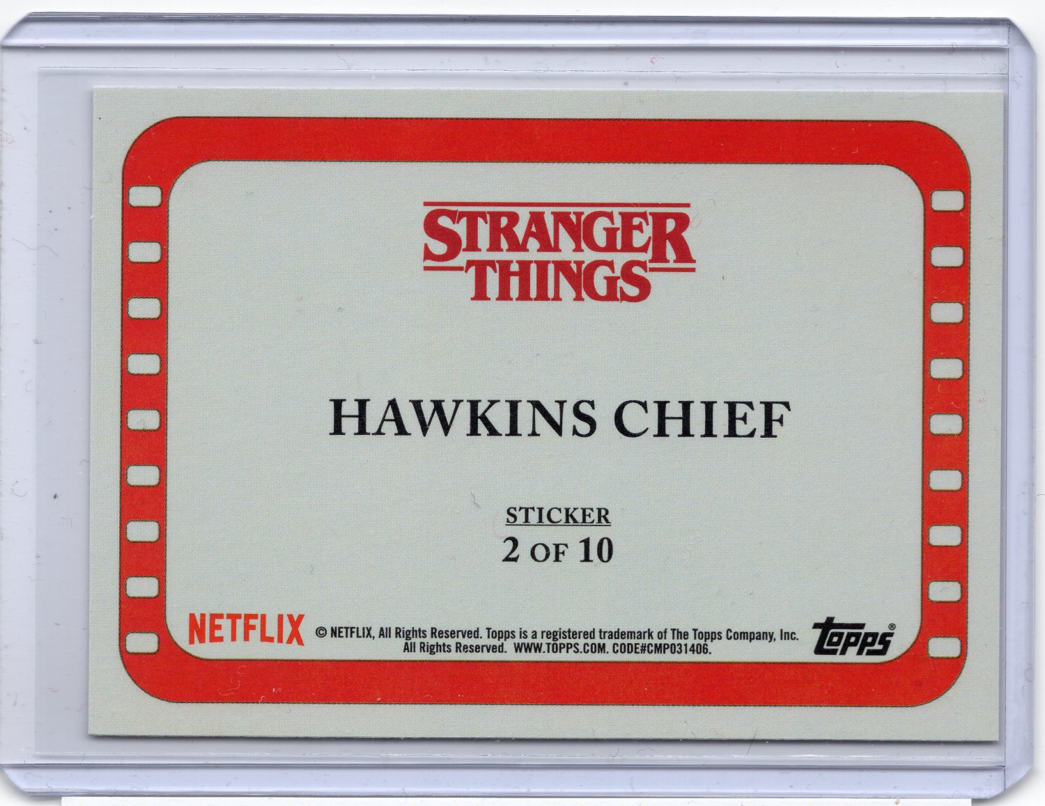 "Hawkins Chief" 2018 Topps Stranger Things Scenes Sticker