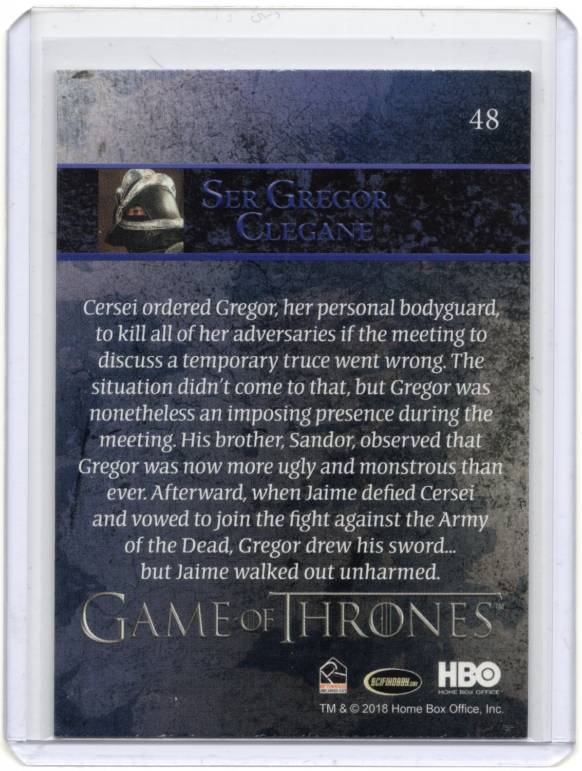 Ser Gregor Clegane 2018 Rittenhouse Game of Thrones Season 7 card #48
