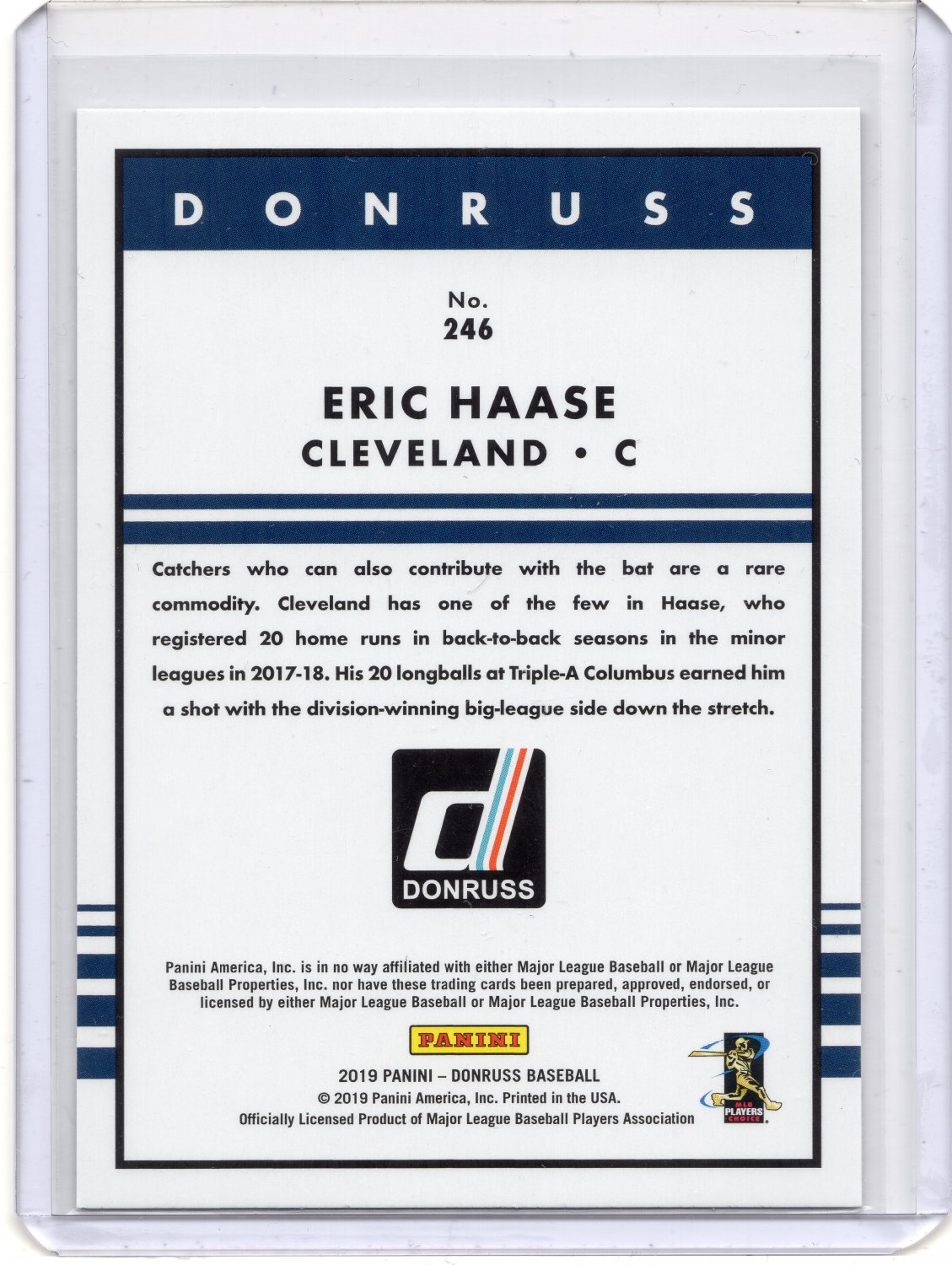 Eric Haase 2019 Donruss Retro 1985 Rookie card #246 Cleveland Indians