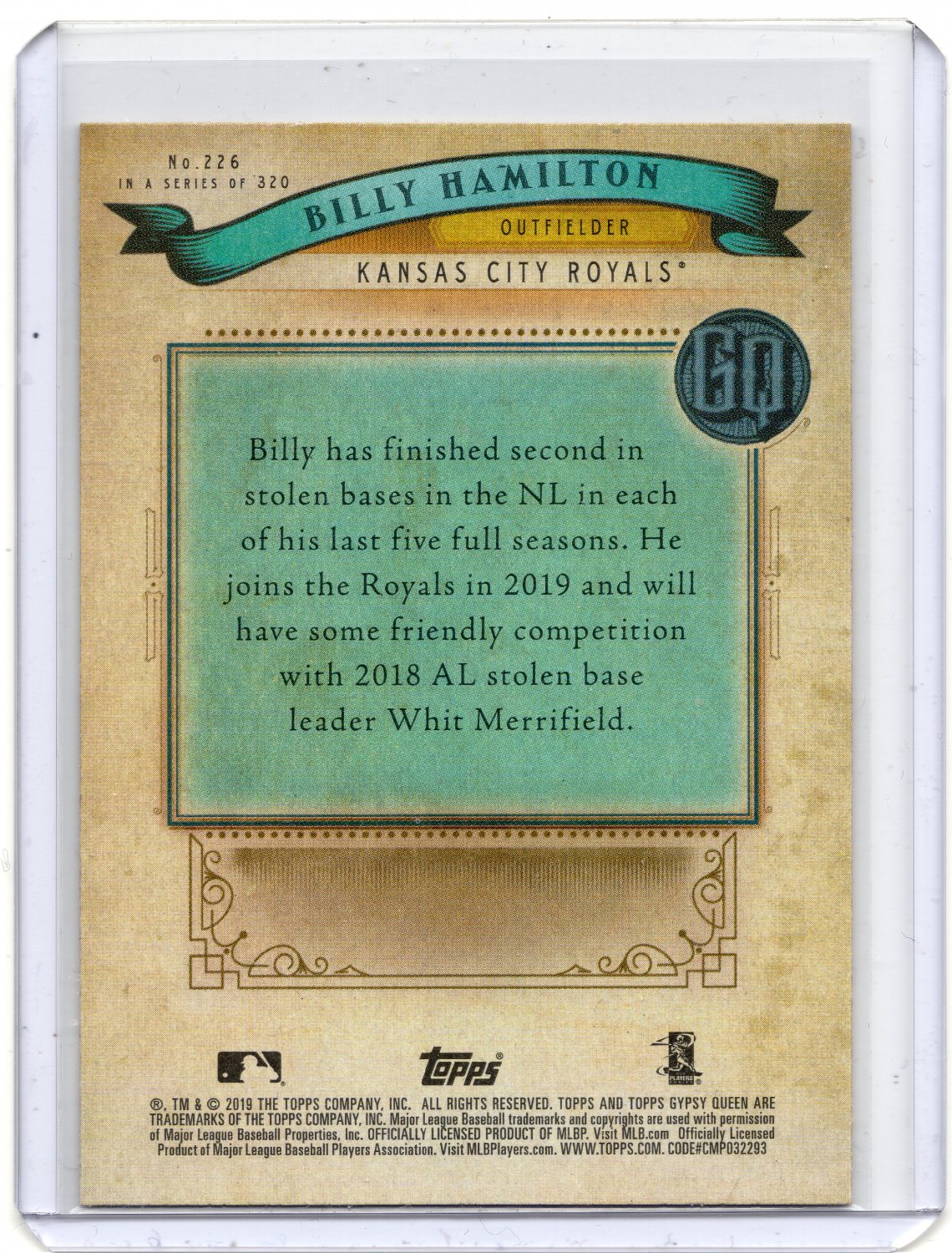 Billy Hamilton 2019 Topps Gypsy Queen card #226 Kansas City Royals