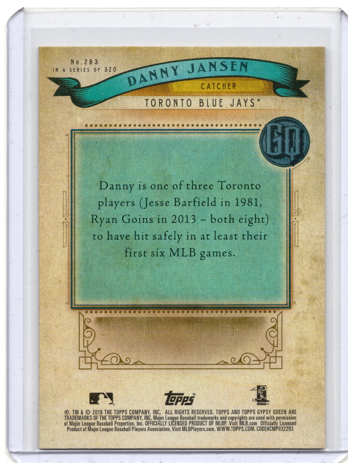 Danny Jansen 2019 Topps Gypsy Queen Rookie card #283 Toronto Blue Jays
