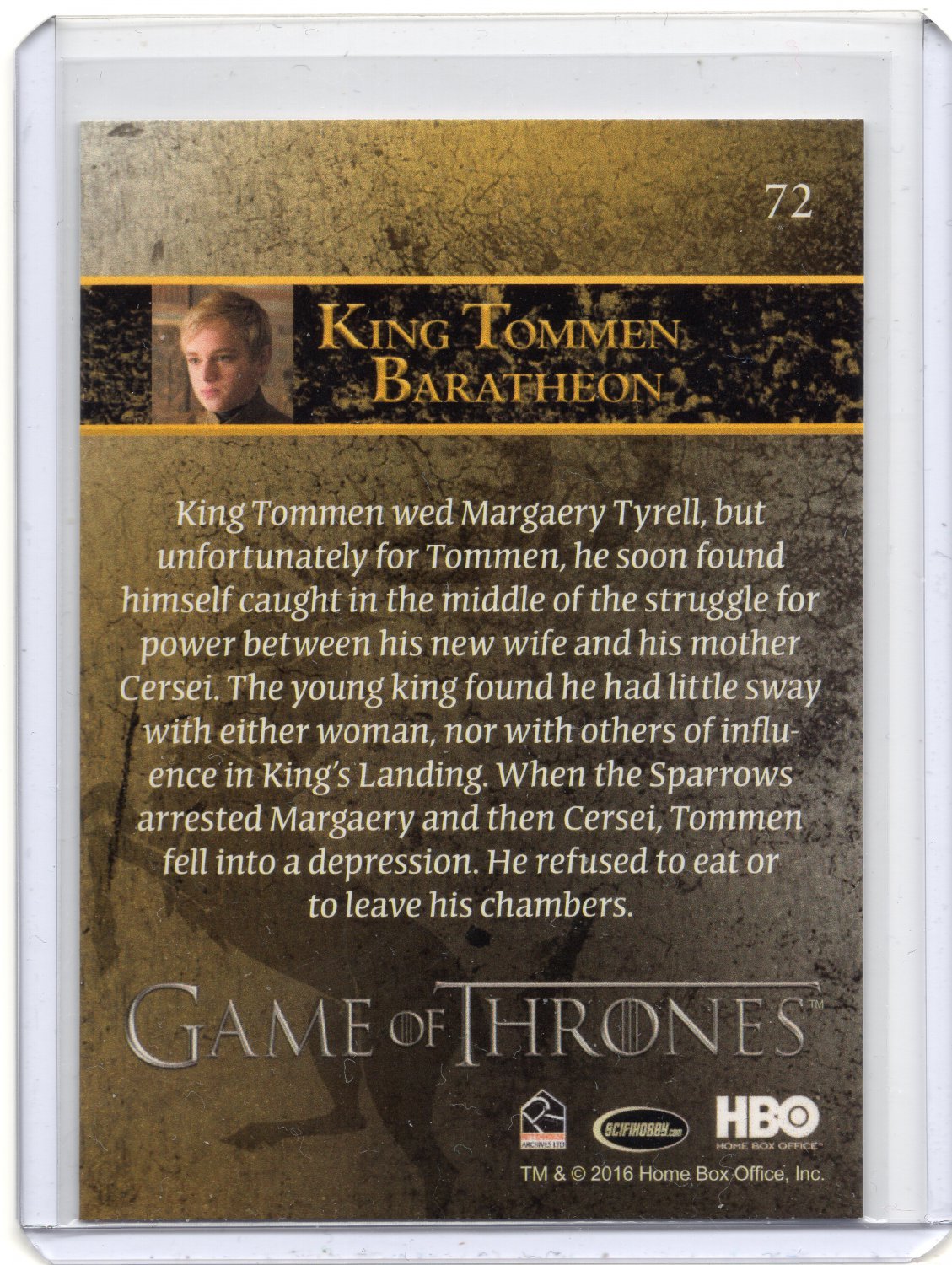 King Tommen Baratheon 2016 Rittenhouse Game of Thrones Season 5 card #72