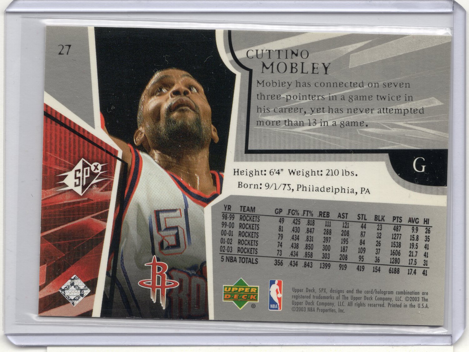 Cuttino Mobley 2003-04 Upper Deck SPx card #27 Houston Rockets