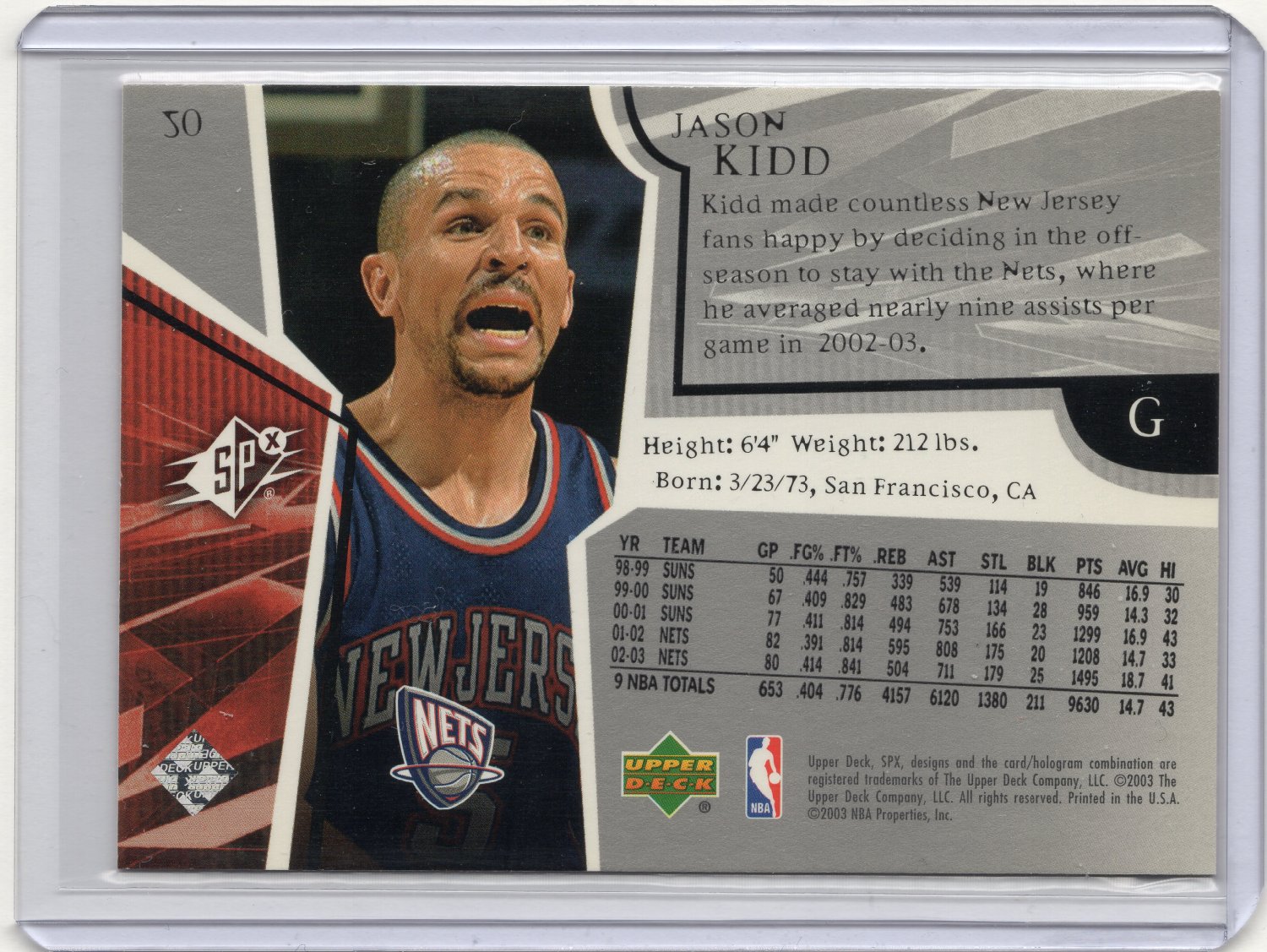Jason Kidd 2003-04 Upper Deck SPx card #50 New Jersey Nets