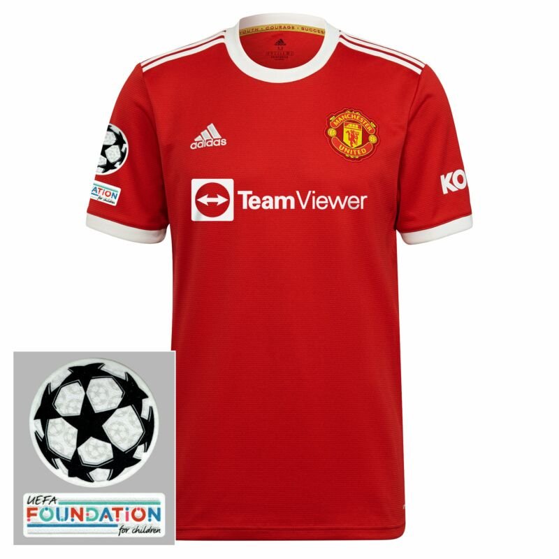 Men's Manchester United Home Jersey 2022 TeamViewer UEFA Foundation Patches Men's Manchester United Home Jersey 2022 TeamViewer UEFA Foundation Patches