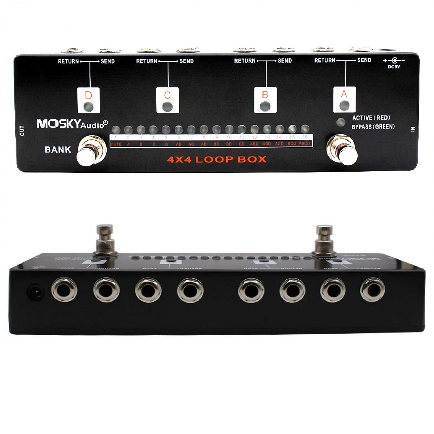 Mosky 4 Loop Box Guitar Effect Pedal 16 Banks Group One Click Mute and ...