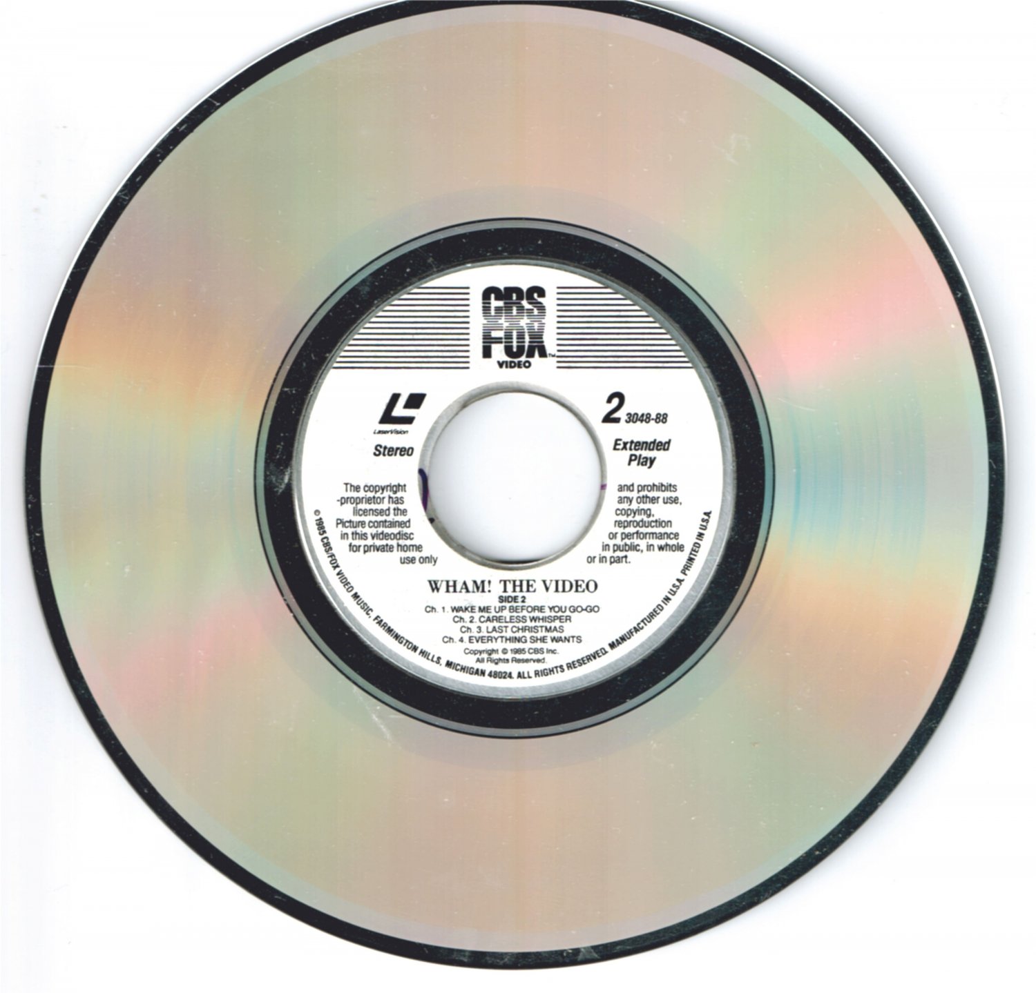 Vintage Wham The Video George Michael Laserdisc Mini 8 inch Used