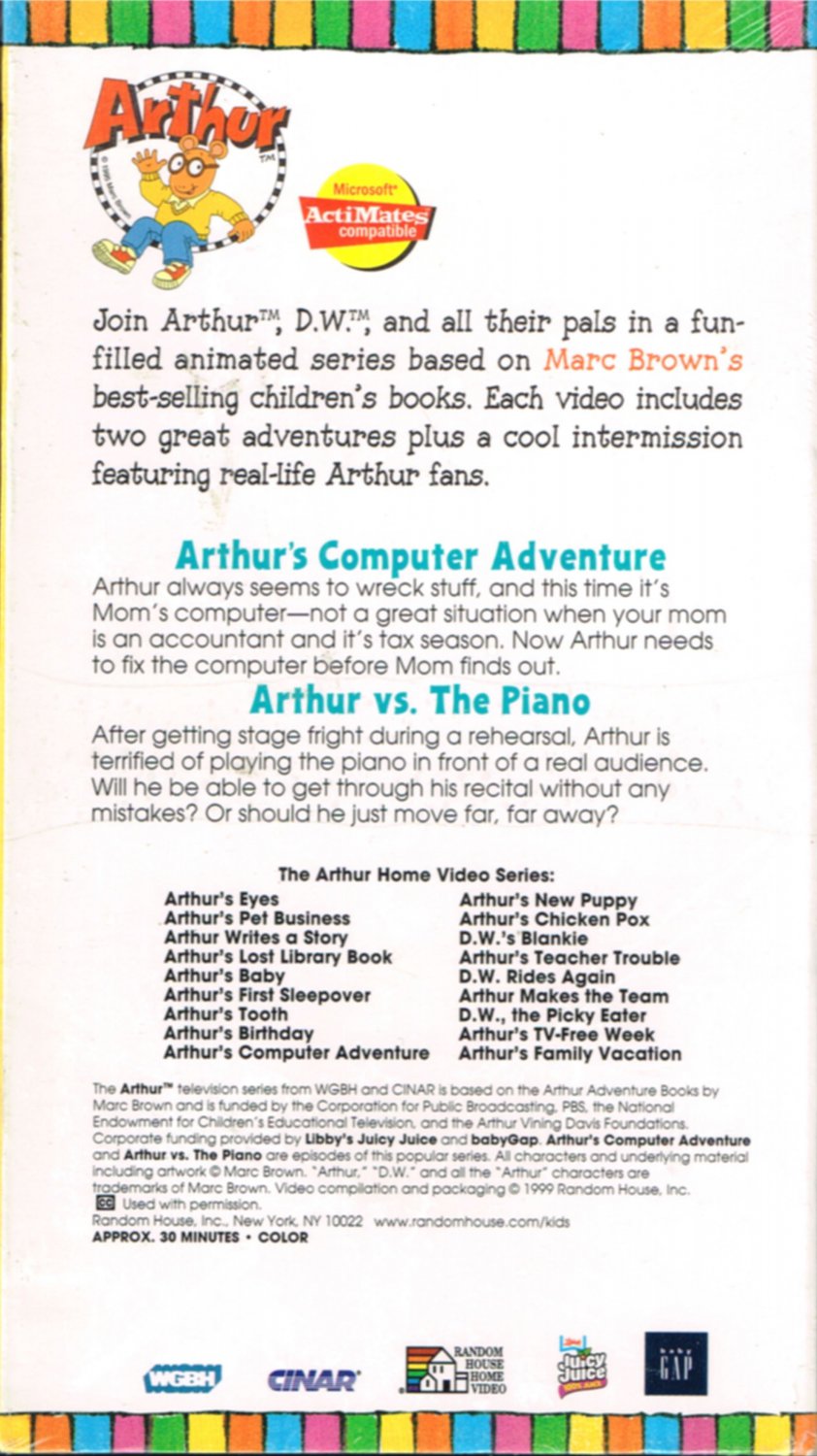 1999-Classic Animated Series-VHS-Arthur's Computer Adventure-Arthur vs ...