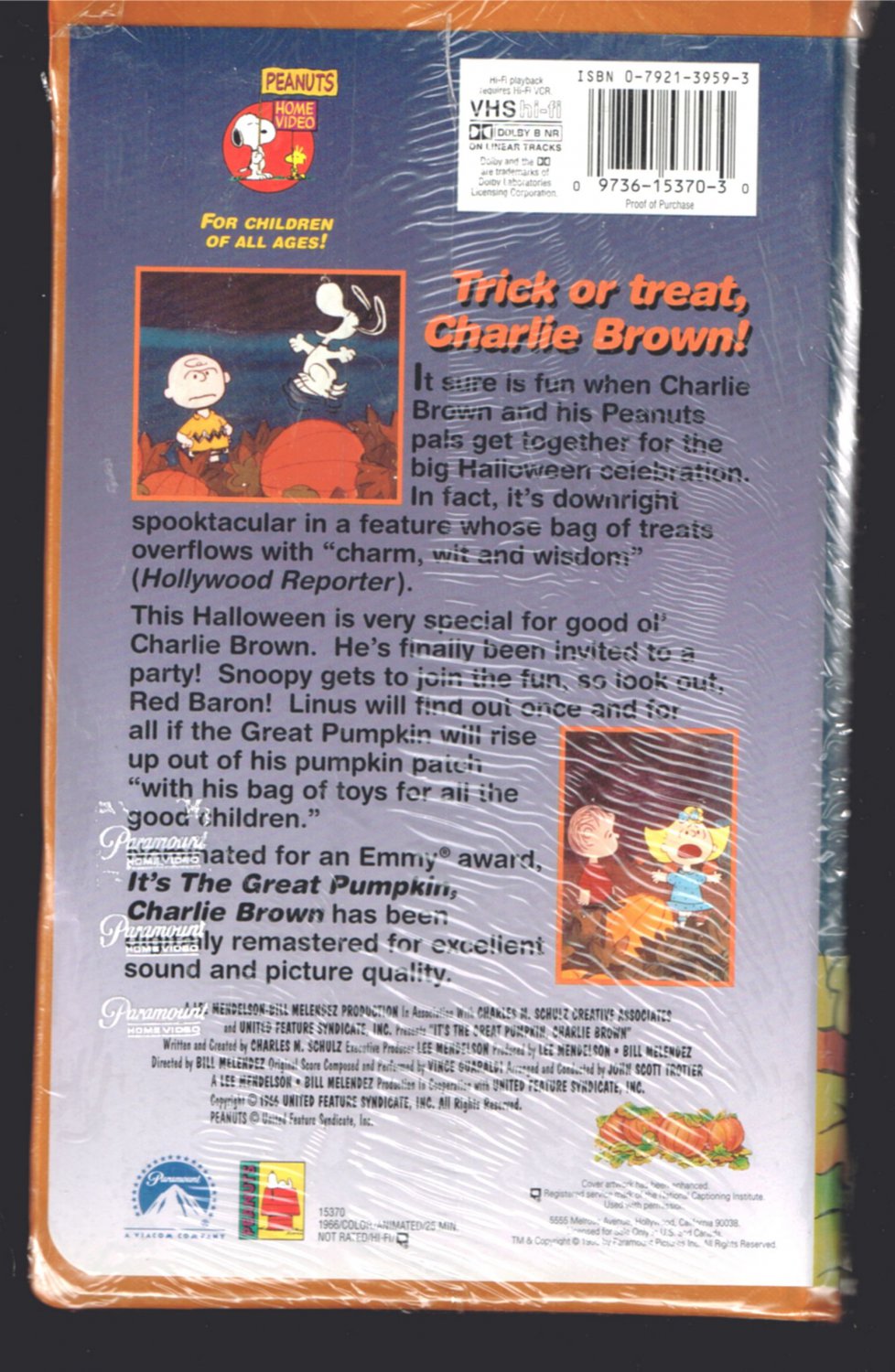1966-1973-2 Charlie Brown-VHS-Cartoons- Movies-It's The Great Pumpkin-A ...
