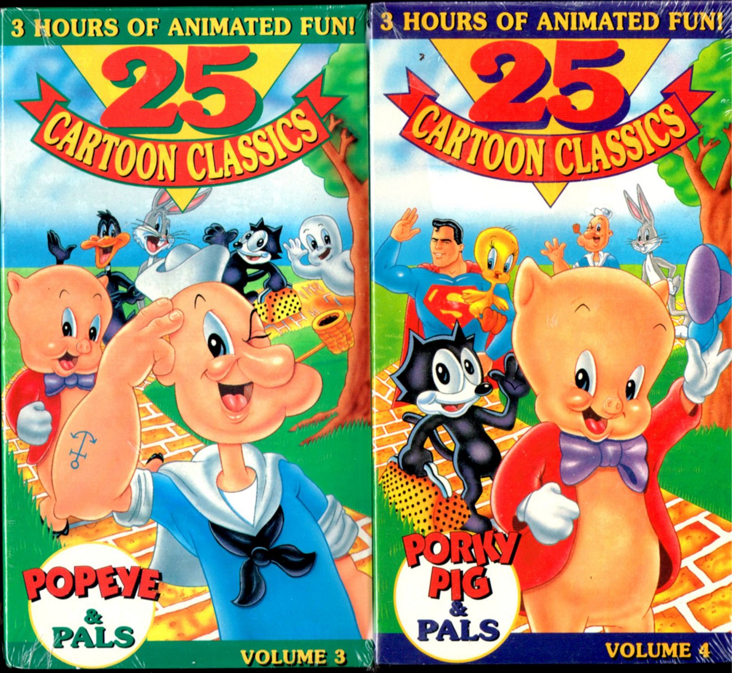 2 VHS Tapes-50 Cartoon Classics-Vol 3-Vol 4-6 Hours Of Vintage Animations