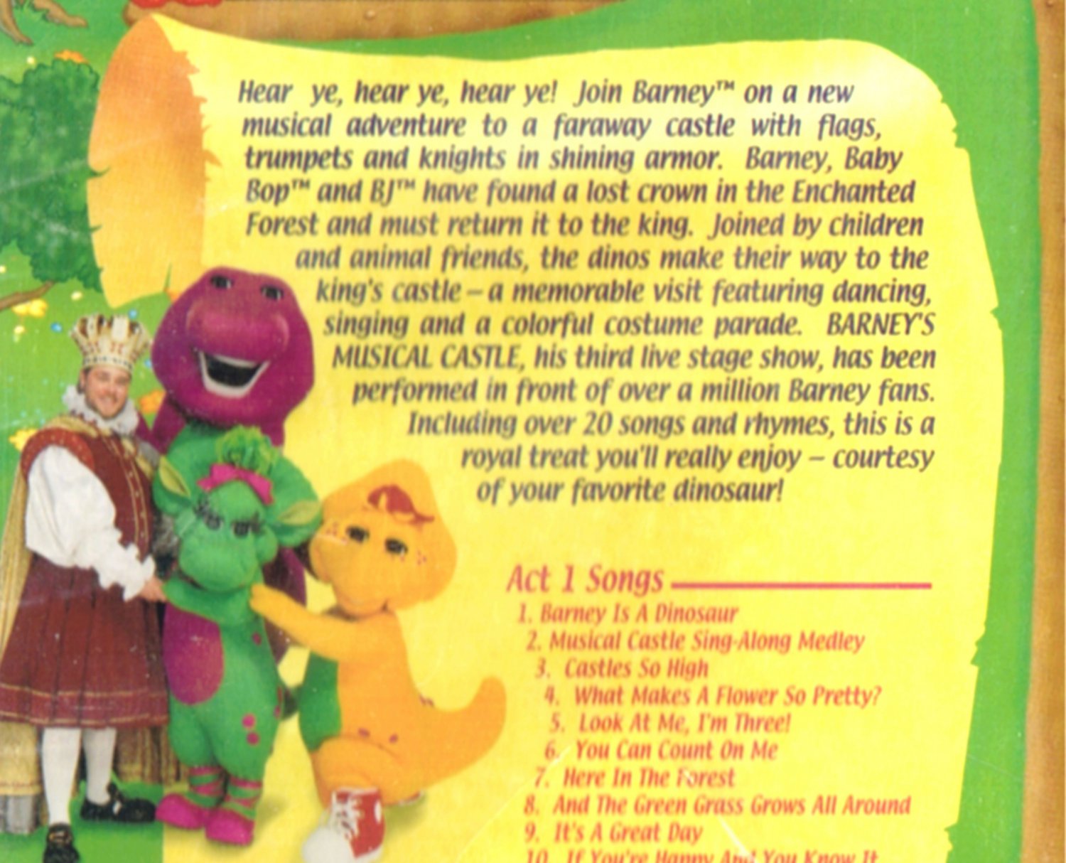 Barney VHS Video Tape-Barney's Musical Castle Live-Songs-New-Sealed