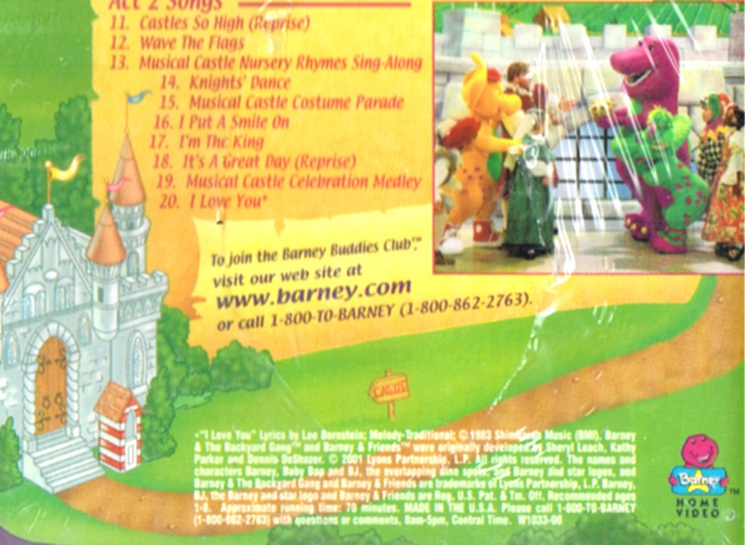 Barney VHS Video Tape-Barney's Musical Castle Live-Songs-New-Sealed