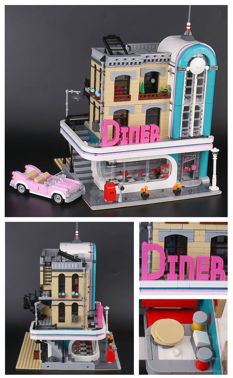 Lepin Creator Downtown Diner (Lego 10260 analog) Building Blocks Toys