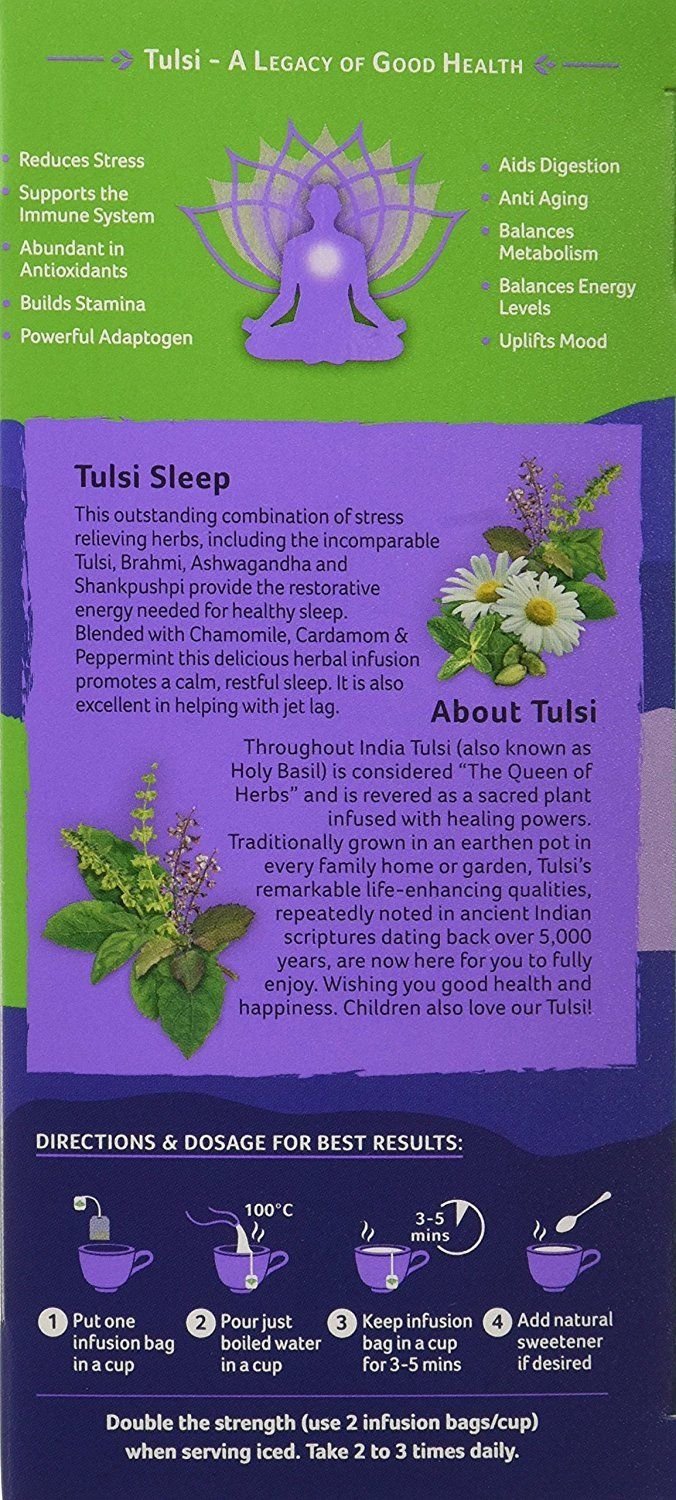 Organic India Tulsi Sleep Tea Bags, 25 Tea Bags x 3 (75 Tea Bags)
