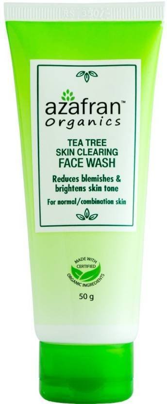Azafran Organics Tea Tree Skin Clearing Face Wash, 50gm x 2 (Pack of 2)