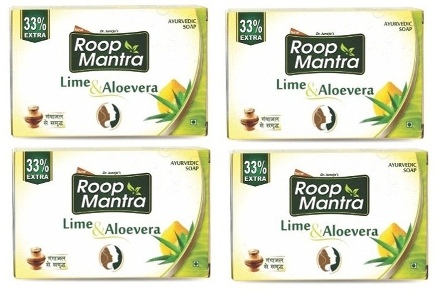 Roop Mantra Lime & Aloevera Ayurvedic Soap 100gm x 4 (Pack Of 4)
