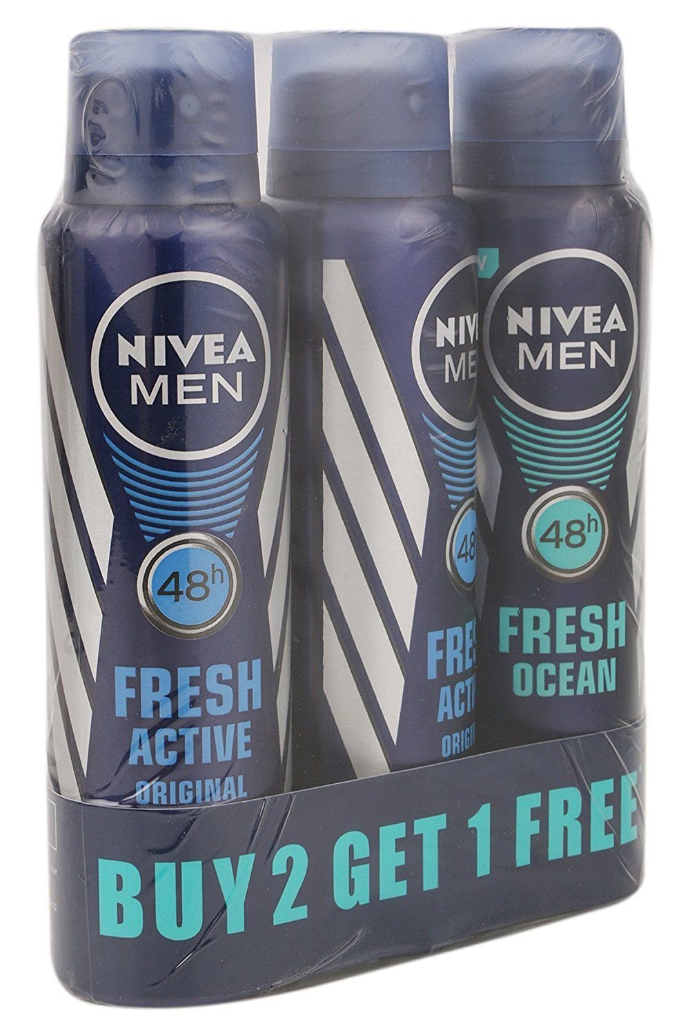 Nivea Men Fresh Active + Fresh Ocean Deodorant 150ml x 3 (Pack of 3)