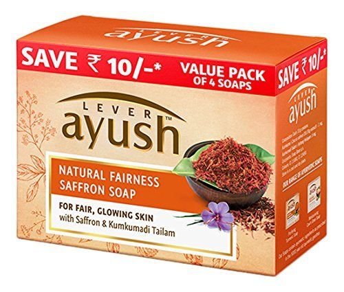 Ayush Natural Fairness Saffron Soap, 100gm x 4 (Pack of 4)