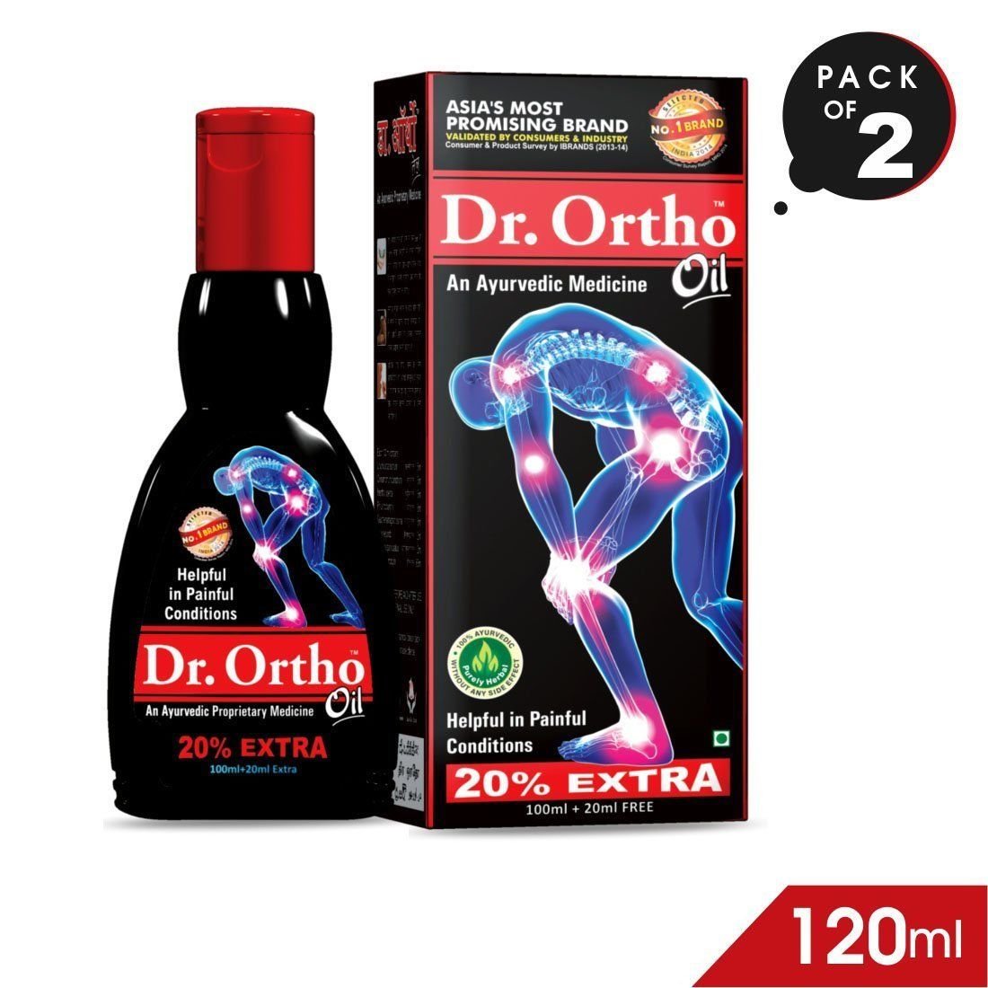 Dr Ortho Pain Relief Ayurvedic Oil 120ml x 2 (Pack Of 2)
