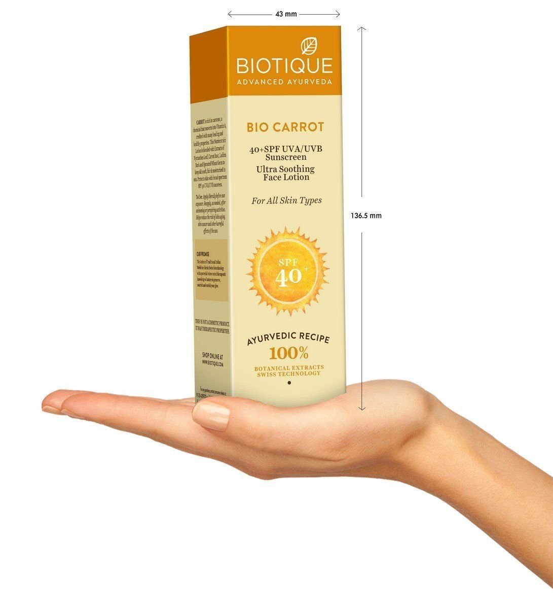 Biotique Bio Carrot Ultra Soothing Sunscreen Face & Body Lotion SPF 40 ...