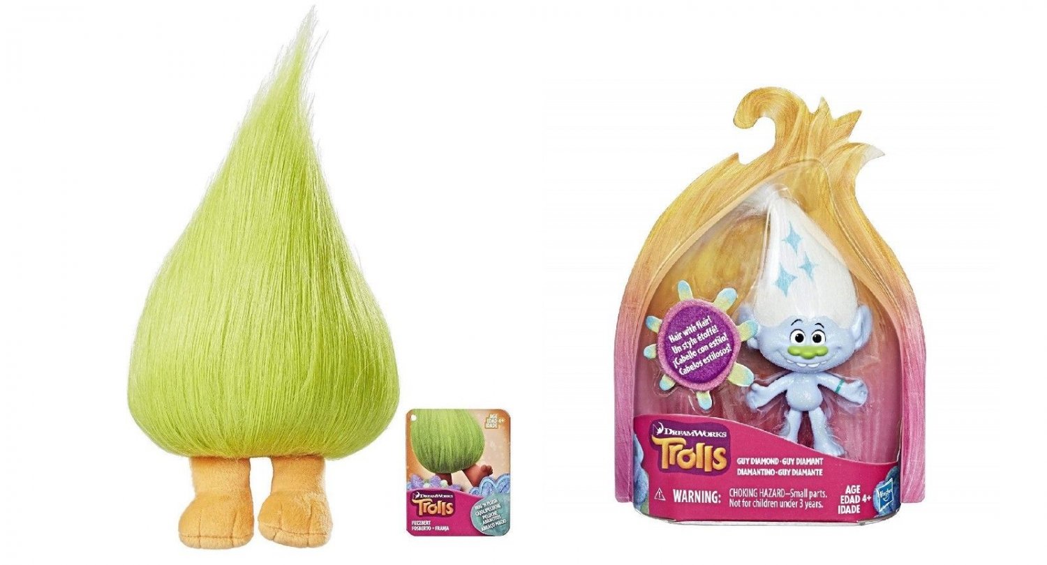 Trolls DreamWorks Fuzzbert Hug 'N Plush Doll Kids Toy Green Hair Large ...