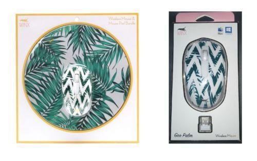 Winx Wireless Mouse & Mouse Pad Bundle Leaves Geo Palm Tree Lifeworks Green