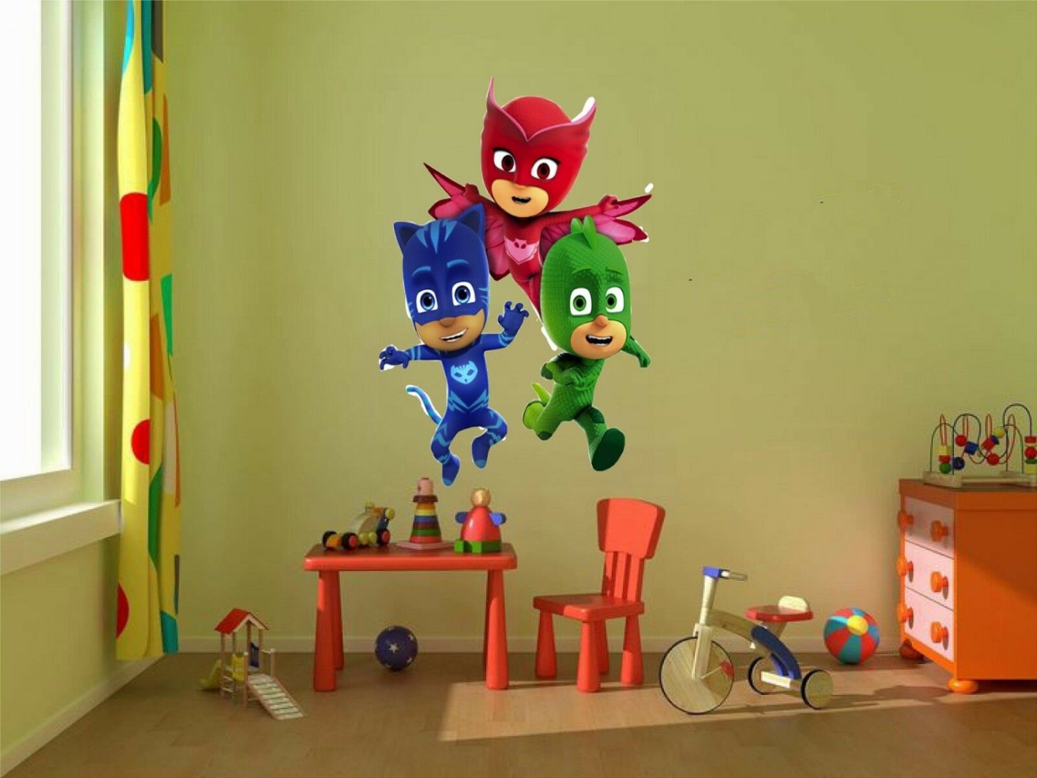Pj Masks kids bedroom 3D Window Decal WALL STICKER Home Decor Art Mural 2