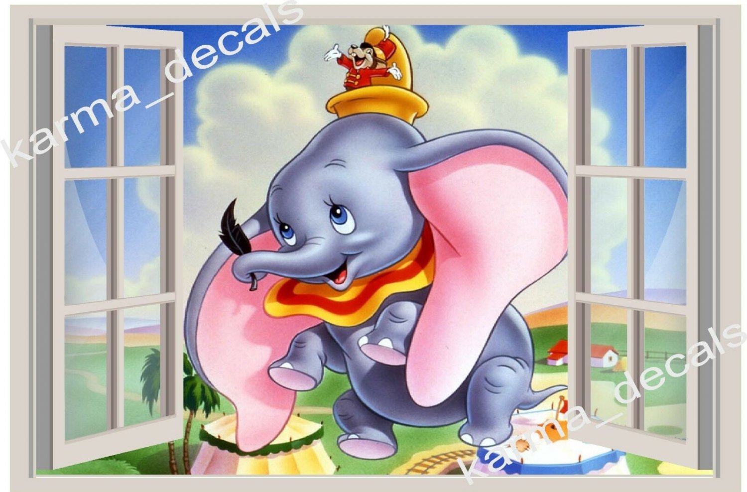 Dumbo Walt Disney Timothy Window Decal WALL STICKER Home Decor Art Mural 1