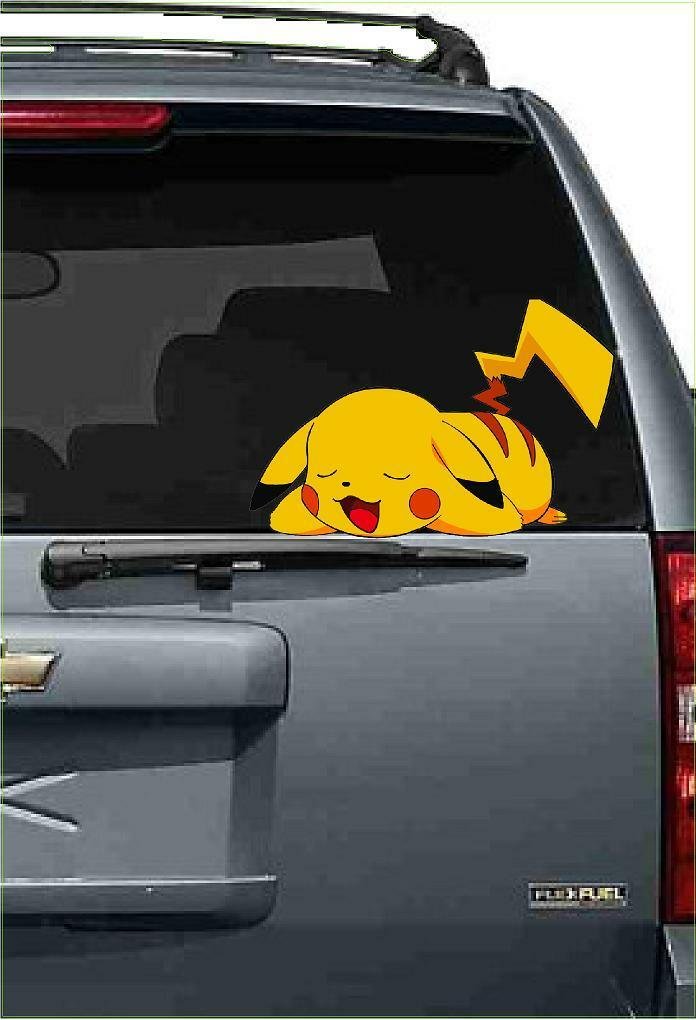 Pikachu cute, Pokemon car Window View Wall Sticker Wall Mural 3d 2
