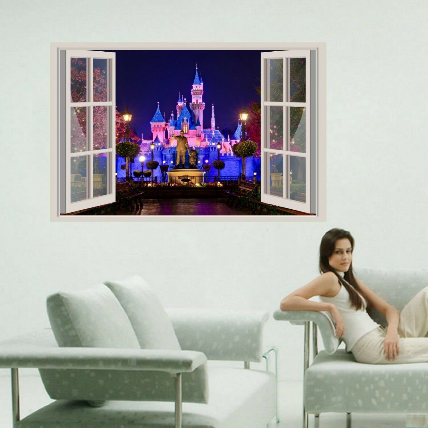 Disney castle mickey mouse Window Decal WALL STICKER Home Decor Art Mural 3