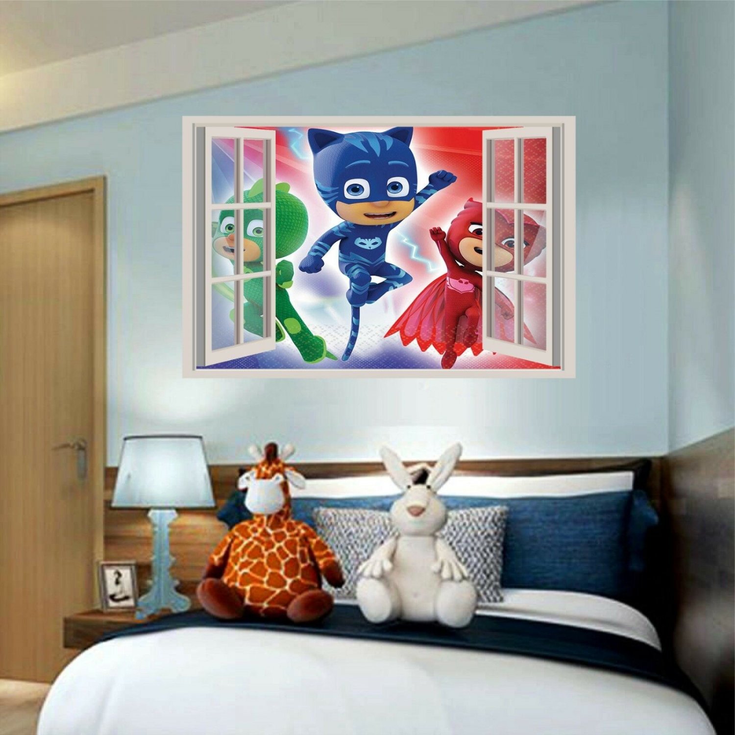 Pj Masks kids bedroom 3D Window Decal WALL STICKER Home Decor Art Mural 6