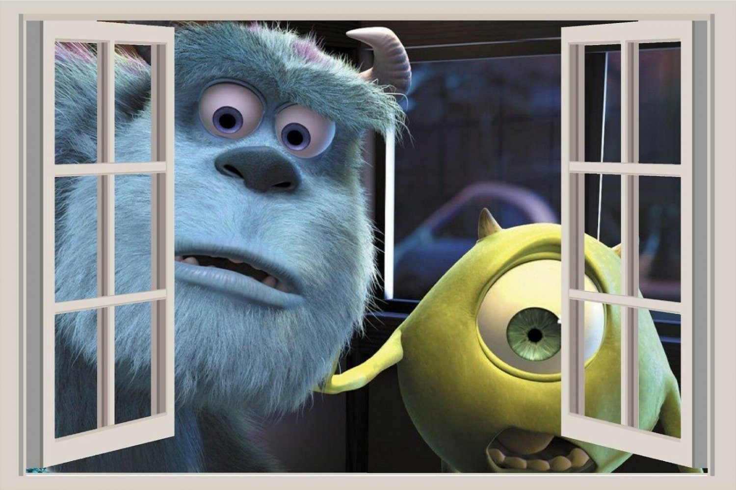 Monsters Inc Sulley Mike 3D Window Wall Decal Pixar Animation Disney ...