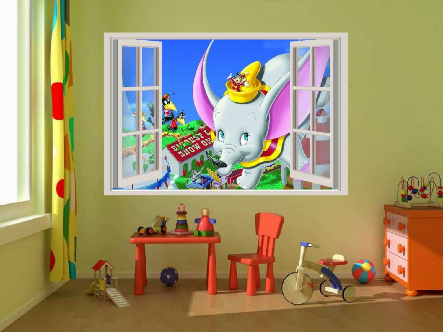 Dumbo Walt Disney Timothy Window Decal WALL STICKER Home Decor Art Mural 2