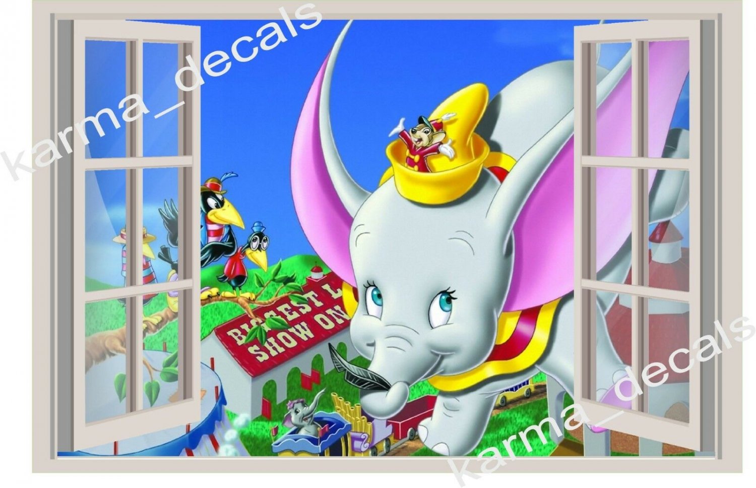 Dumbo Walt Disney Timothy Window Decal WALL STICKER Home Decor Art Mural 2