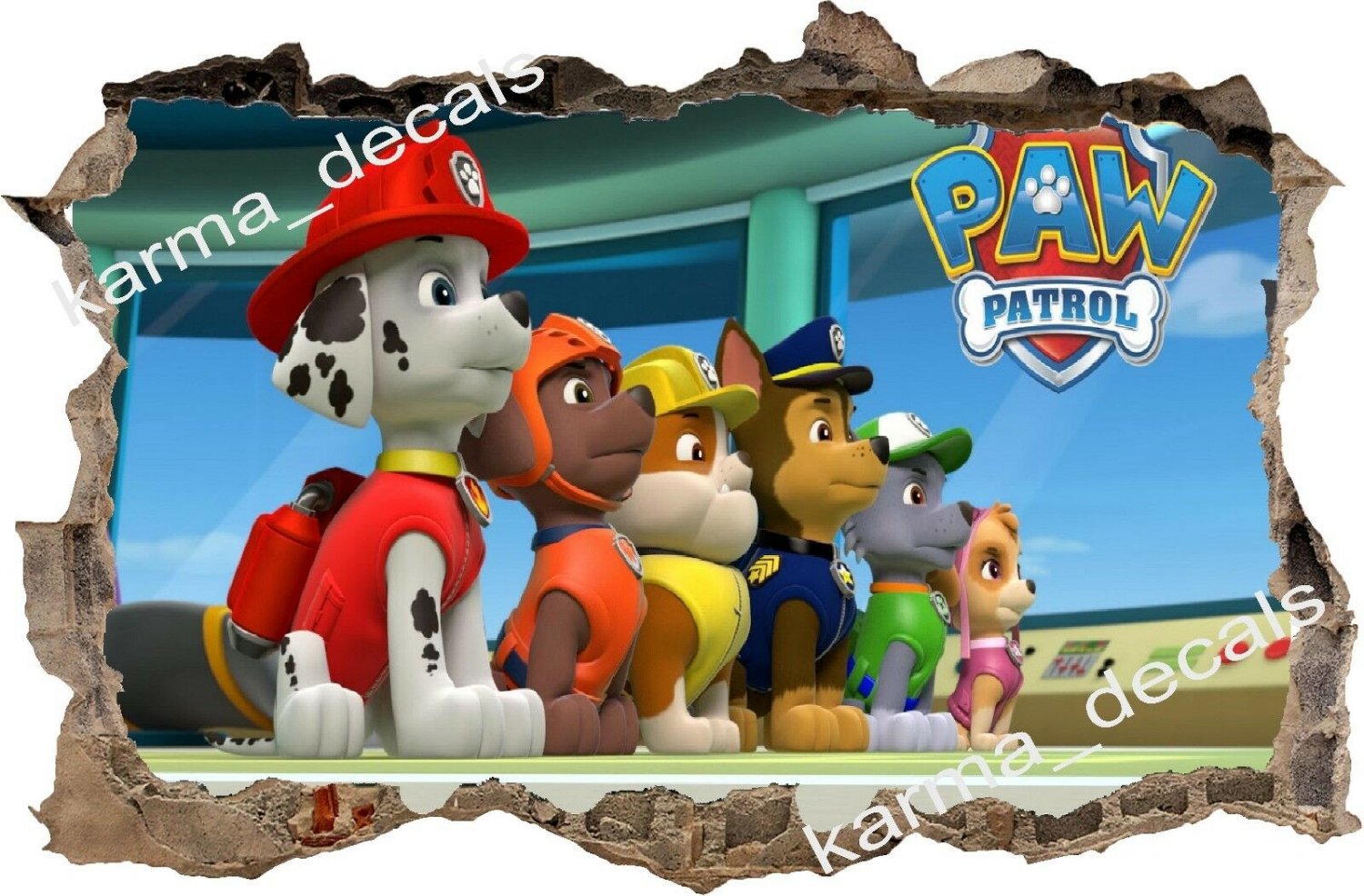 PAW PATROL Skye Marshall chase 3D WALL STICKER decor ART KIDS DECAL ...