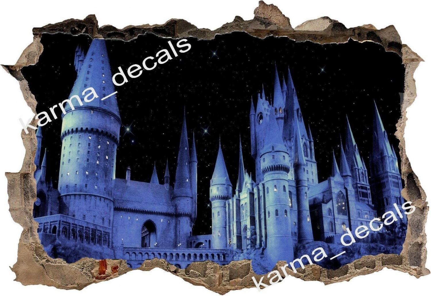 Harry Potter Hogwarts night star 3D Window View Decal WALL STICKER Art ...