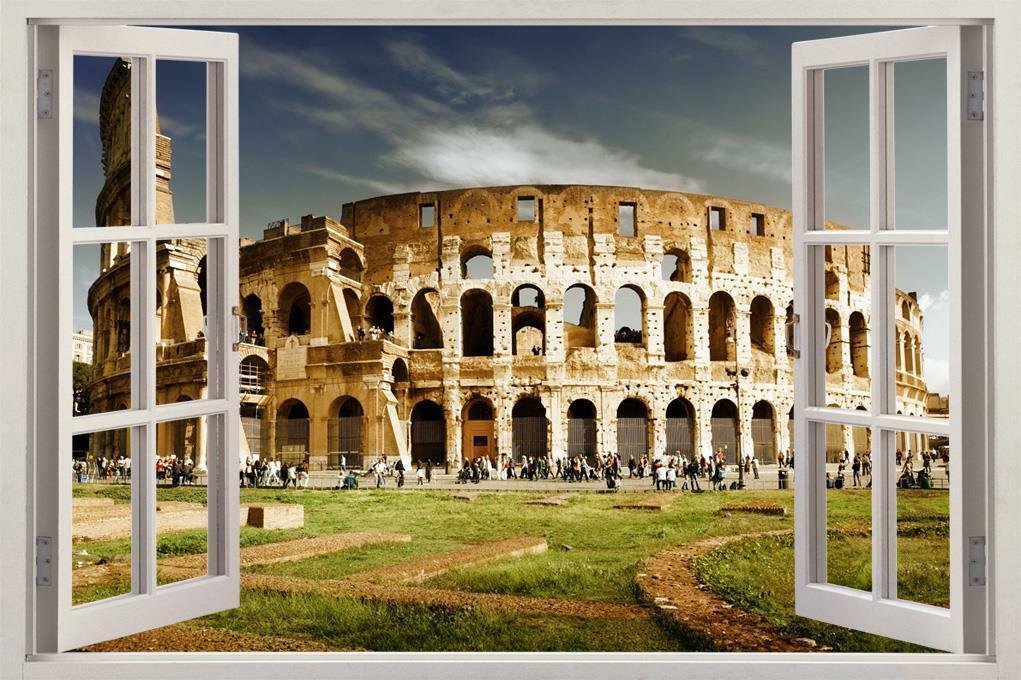 Colosseum Rome 3D Window View Decal Graphic WALL STICKER Home Art Mural