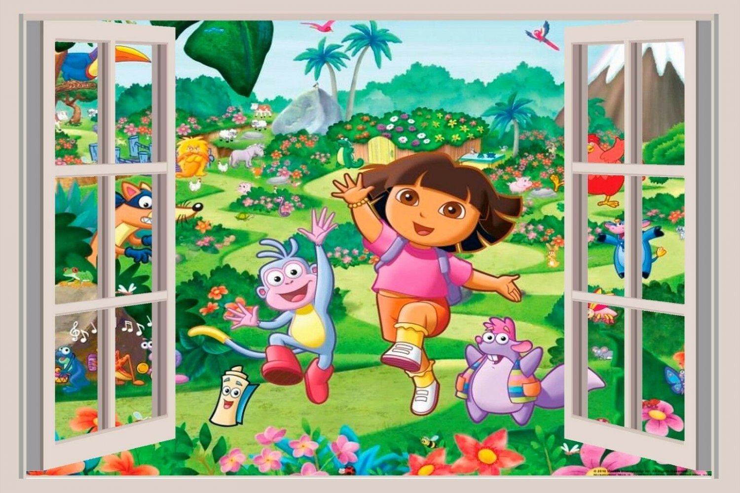Dora the Explorer 3D Window View Decal WALL STICKER Art Mural Diego Boots 2