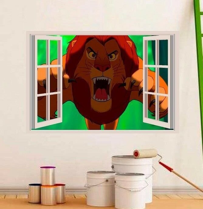Lion King Simba Jumping 3D Window Decal Wall Sticker Home Decor Art ...