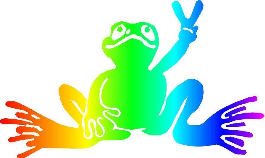 Peace Frog decal bumper sticker. funny, love, hippie Rainbow LGBT coexist