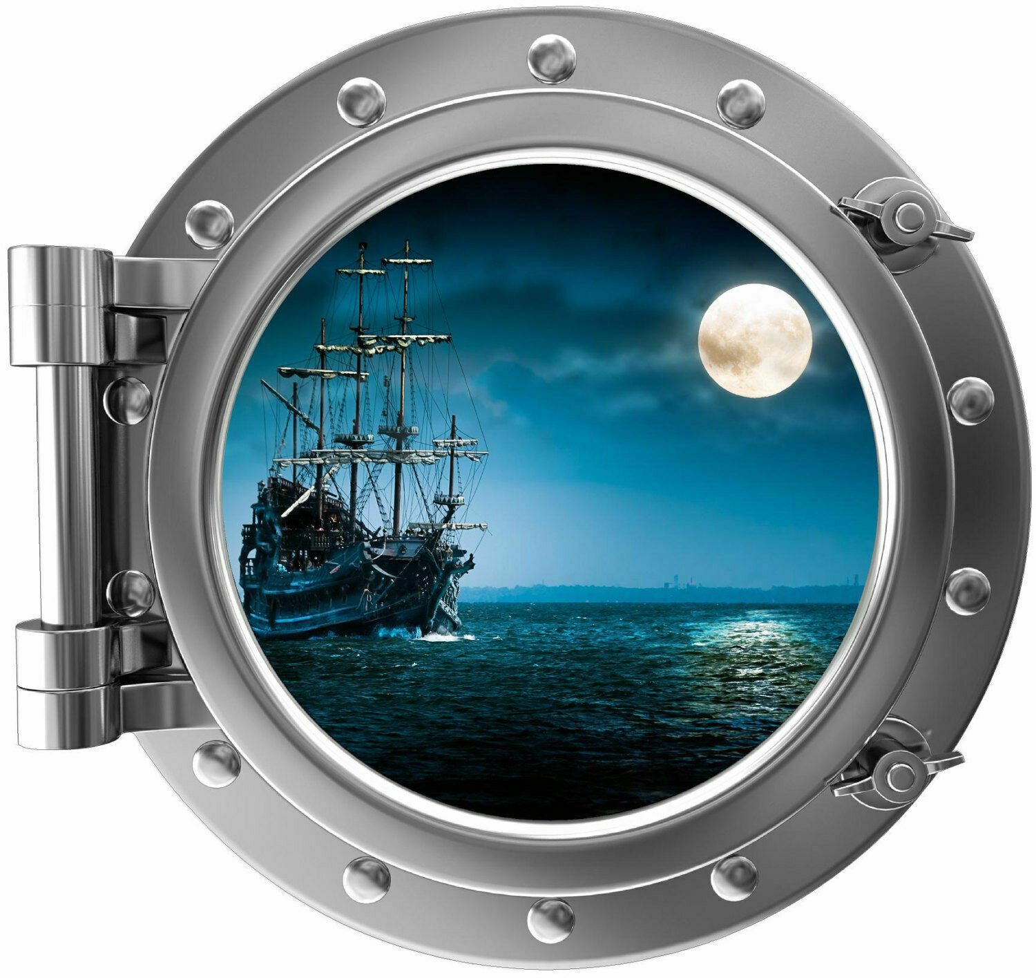 Pirate Ship PortScape Porthole Window Wall Decal Fabric Vinyl Sticker ...
