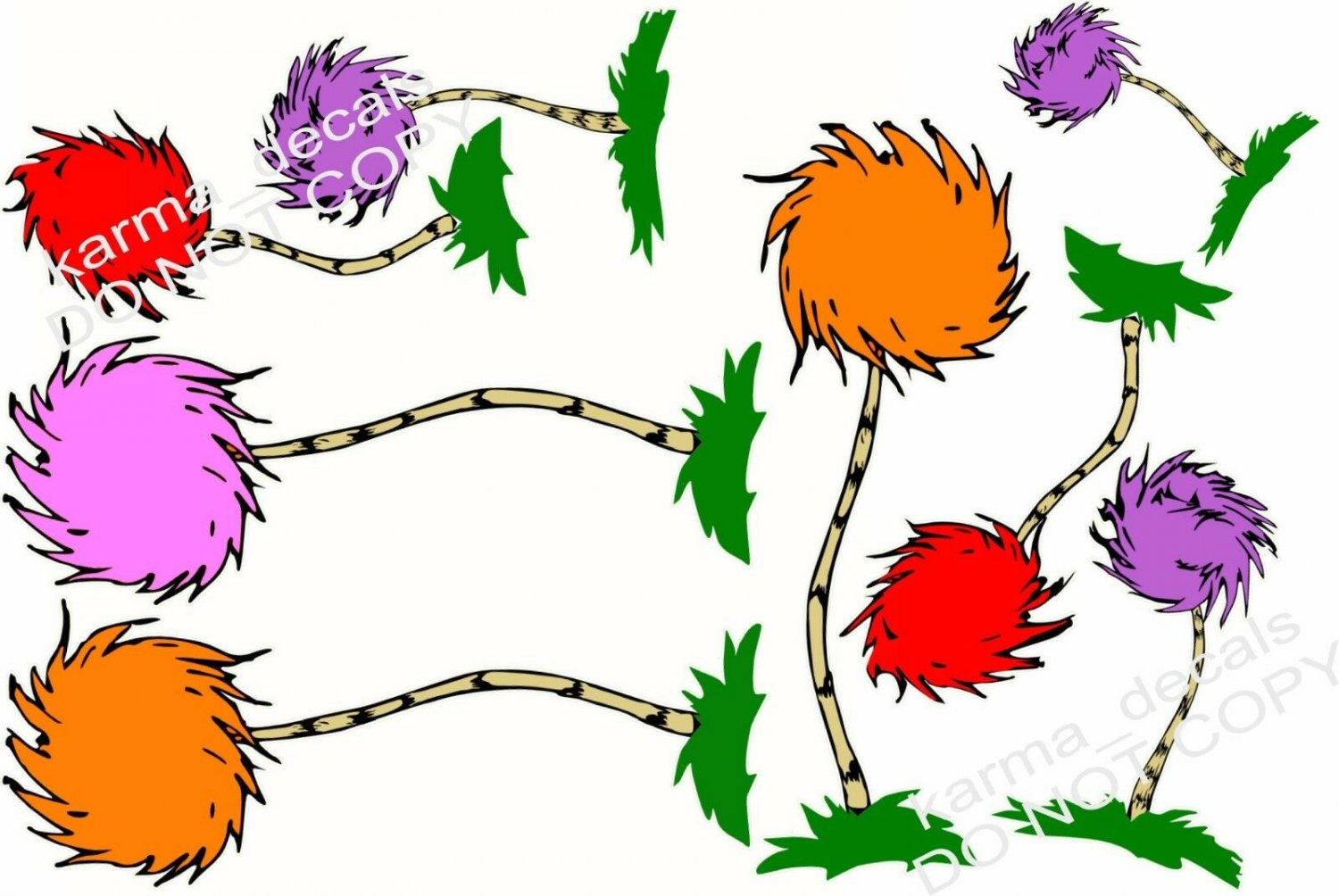 WALL STICKER Dr. Seuss The Lorax Truffula Tree Style Window Decal Home ...