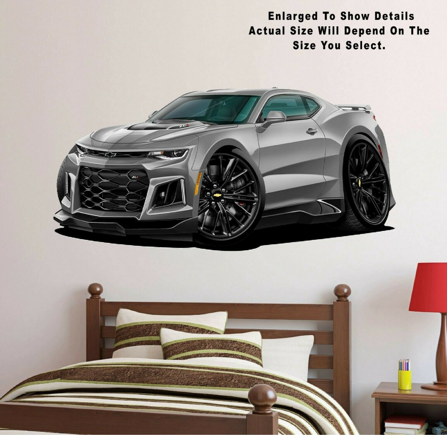 2017 Gray Camaro ZL-1 LT4 Cartoon Cars Wall Graphic Decal Sticker Man ...