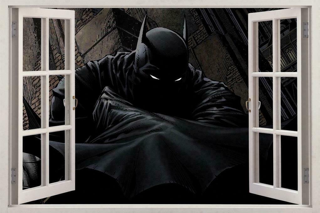 Batman 3D Window View Decal Graphic WALL STICKER Art Mural Dark Knight H342
