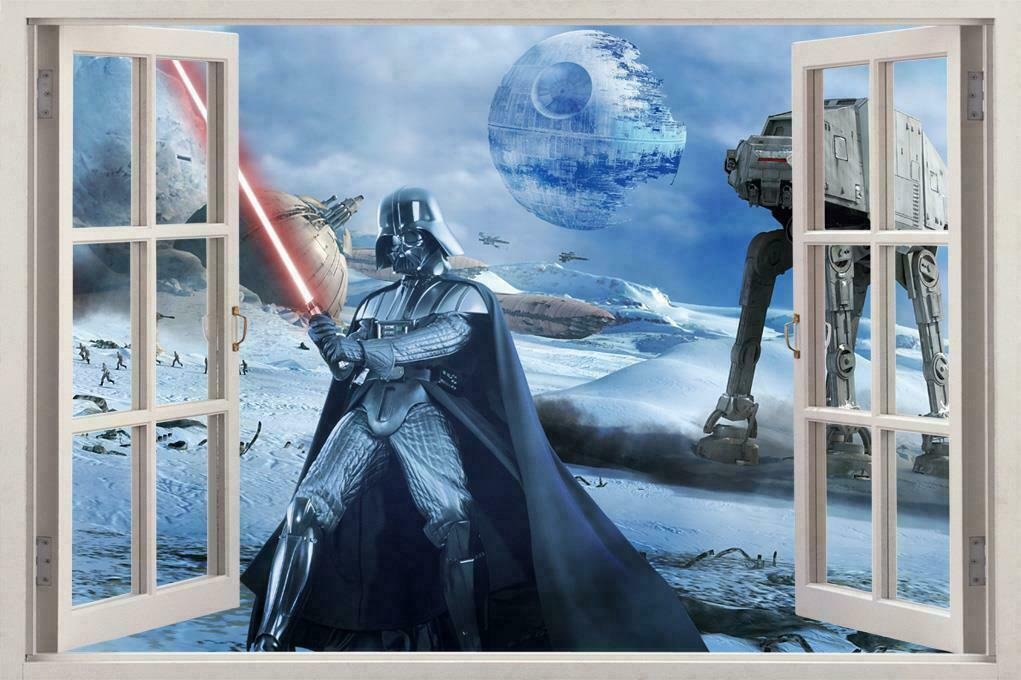 STAR WARS 3D Window View Decal WALL STICKER Art Mural Darth Vader Death ...