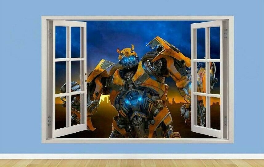 BUMBLEBEE Transformers 3D Window View Decal WALL STICKER Home Decor Art ...